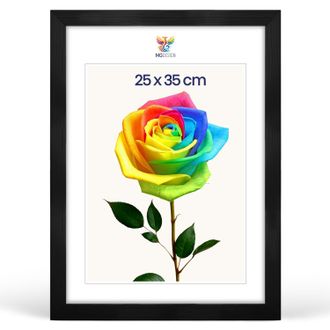 MG Design Bilderrahmen 25 x 35 cm - Fotorahmen mit Schwarz Holzrahmen (Echtholz) und bruchsicherem Acrylglas, Hoch & Quer zum Aufh&auml;ngen, zum Aufstellen