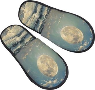 Generic Lune Et Mer Homme Femme Chaussons Respirantes Chaussures De Maison Chaud Slippers Pour Hiver Ext&eacute;rieur Maison L