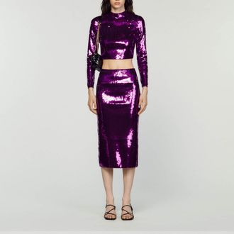 Sandro Kurzer Strickpullover mit Pailletten