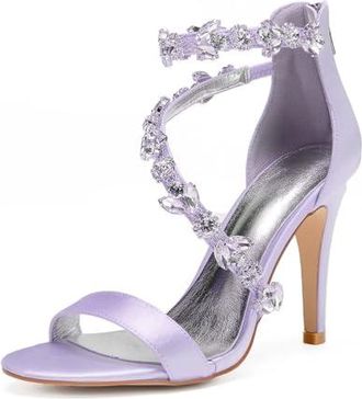 Generic Chaussures Mari&eacute;e Femmes Aiguille Haut High Ouvert Bout Stylet Sandales Mariage Dress Heels Chaussures 10.5 CM,Light Purple,38 EU