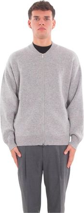 Daniele Fiesoli Homme, Pulls, Gris, Taille: M Blouson aviateur zipp&eacute; en m&eacute;rinos et cachemire