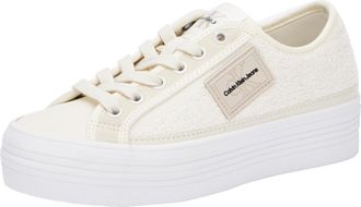 Calvin Klein Damen Vulcanized Sneaker Plateau, Weiß (Creamy White/Bright White), 37