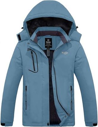 Wantdo Femme Manteau dhiver Snowboard Outdoor Parka Randonn&eacute;e Grande Taille Veste de Pluie Imperm&eacute;able Blouson de Ski D&eacute;contract&eacute; Coupe-Vent Orchid&eacute;e noisett
