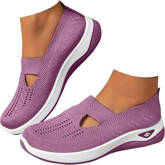 Generic Chaussures orthop&eacute;diques pour femme, baskets l&eacute;g&egrave;res &agrave; enfiler en tricot confortables et tendance, chaussures de marche plates respirantes, &agrave; enfiler 