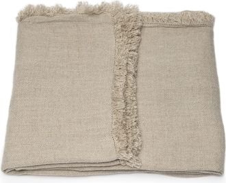LinenMe Natural Leinen Plaid Rustico Fringe, 135 x 200 cm