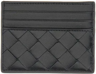 Bottega Veneta Woven Lambskin Card Case - Black