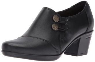 Clarks Womens Emslie Warren Slip-On Loafer,Black Leather,9.5 W US