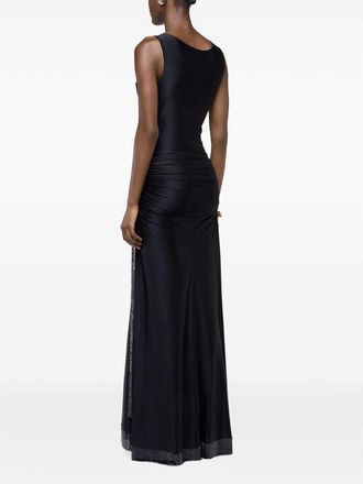 Paco Rabanne Mesh-Detailed Cowl Neckline Evening Dress - Black