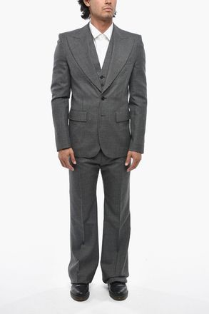 Dsquared2 Dreiteiliger Anzug aus reiner Schurwolle mit Weste und Spitzrevers Dsquared2