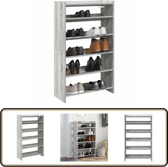 vidaXL Schuhregal Grau Sonoma 60x25x100 cm Holzwerkstoff - Vidaxl