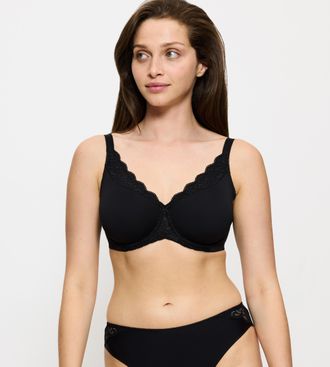 Triumph Minimizer-BH TRIUMPH Amourette W01, Damen, Gr. 95, Cup F, schwarz, Obermaterial: 68% Polyamid, 32% Elasthan, unifarben, BHs Minimizer-BH, verkleinert 