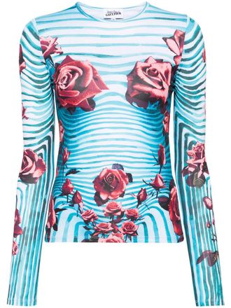 Jean Paul Gaultier Morphing Bluse mit blumigem Print - Blau