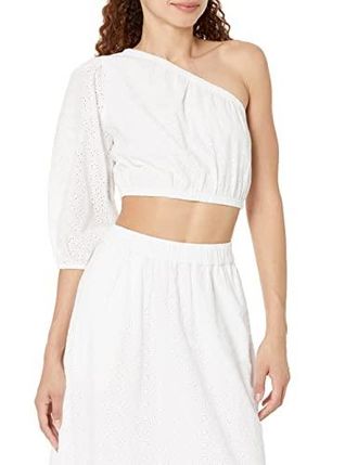 The Drop Haut Court Asymétrique pour Femme, en Coton, Anupa, Oeillet Blanc, XS