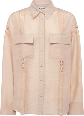 Blugirl Femme, Blouses et Chemises, Beige, Taille: 40 FR Chemise en lyocell et dentelle