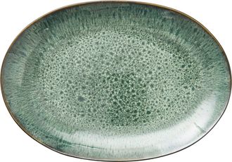 Zone Denmark BITZ Servierplatte aus Steinzeug, oval 36 x 25 cm Schwarz/Grün