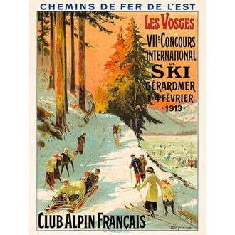 Wee Blue Coo Advert Ski Contest Vosges France Alpine Club Winter Sport Art Print Poster Wall Decor Kunstdruck Poster Wand-Dekor-12X16 Zoll