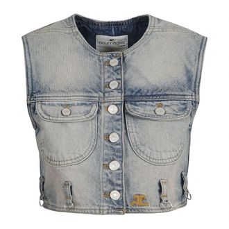 Courr&egrave;ges Multiflex Denim Cropped Weste - - Jackets - Damen - Blau - M
