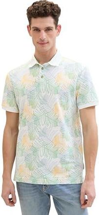 Tom Tailor 1040947 Polo, 35093-white Multicolor Leaf Design, M Homme