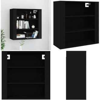vidaXL Wandschrank Schwarz 80x33x80 cm Holzwerkstoff - Wandschrank - Schwarzer Wandschrank - Regal - Aufbewahrungsschrank - K&uuml;chenregal - Home & Living