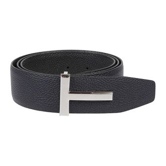 Tom Ford Genarbtes Leder T Icon G&uuml;rtel - - Accessories - Herren - Schwarzk - 105 CM