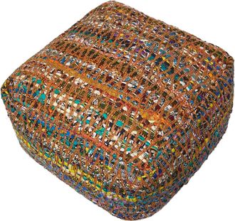 Homescapes Chindi Sitzwürfel Fußhocker quadratisch Ethno Look bunt 60 x 60 x 30 cm