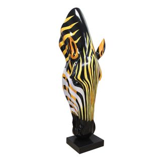 Gilde Skulptur Zebrakopf aus Kunstharz und Marmor - gl&auml;nzend - orange-schwarz - H&ouml;he 50cm x Breite 19cm