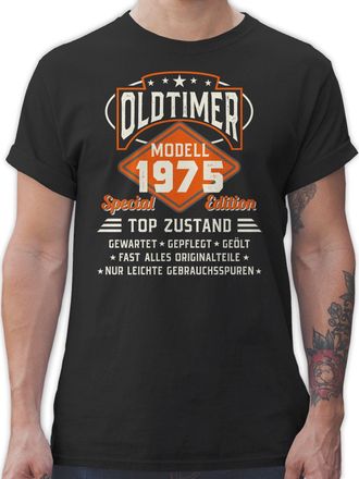 Shirtracer T-Shirt Herren - 50. Geburtstag - Oldtimer Modell 1975 - XL - Schwarz - geburtstagtshirt 50th Birthday Tshirt 50 (50) Shirts Geschenk zum f&uuml;nfzigsten 
