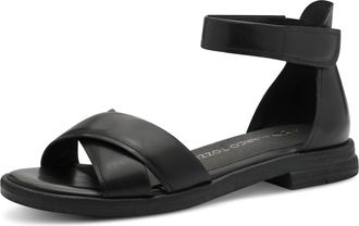 Marco Tozzi Damen Sandalen flach aus Leder mit Klettverschluss, Schwarz (Black), 38 EU