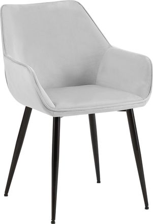 Clp Esszimmerstuhl gepolstert mit Lehne Luena, K&uuml;chenstuhl mit Samt oder Stoff, Sessel mit Metallgestell schwarz bis 150 kg belastbar, Farbe:hellgrau, Mat