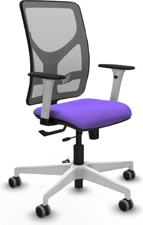 Piqueras y Crespo Schreibtischstuhl aus Stoff mit wei&szlig;en und schwarzen Armlehnen, h&ouml;henverstellbare Lendenwirbelst&uuml;tze, ausgestattet mit Syncro/Traslack und Schneidesch