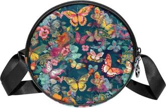 Generic Sac &agrave; bandouli&egrave;re rond pour femme, petit sac &agrave; bandouli&egrave;re color&eacute; avec fermeture &eacute;clair, bretelles r&eacute;glables, sac &agrave; main rond d&eacute;contract&eacute; pour femmes 