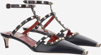 Valentino Garavani Womens Rockstud Leather Pumps Black