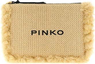 Pinko Pinko, Femme, Sacs, Beige, Taille: ONE Size Braided Raffia-Effect Clutch Bag
