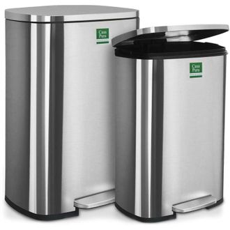 Floordirekt Poubelle Dustin Fermeture automatique Acier inoxydable Capacit&eacute;: 30 litres
