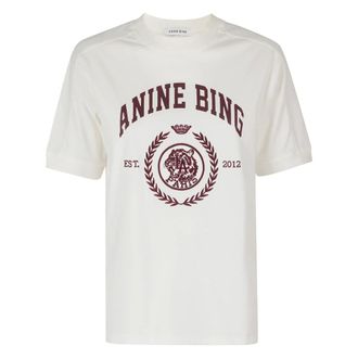 Anine Bing Jaylin Tee Collegiate - Femme - Tops - Blanc - Taille: 36 FR