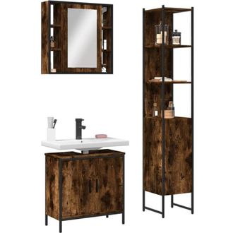 vidaXL vidaXL Ensemble darmoires de salle de bain 3 pcs chêne fumé