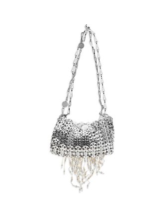 Paco Rabanne Womens Nano 1969 Pearl Fringe Shoulder Bag Nacre - Gris Stainless Steel; Brass; Glass