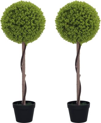 HOMCOM 2er-Set Künstlicher Eukalyptus, 90 cm Zimmerpflanze, Kunstpflanze im Topf, große Dekorative Pflanzen für Zuhause, Büro, Flur, Garten, Grün