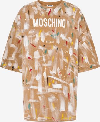 Moschino T-shirt en jersey de coton biologique imprim&eacute; - Beige