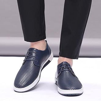 Generic Chaussures Cuir Homme Confortables, Derby Mens Shoes, Style d&eacute;t&eacute; Respirable et Confortable Dentelle daffaires Up Leisure Hollow Solid Shoes (Blue 47)