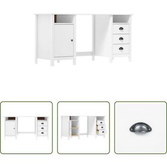 vidaXL vidaXL Bureau rustique - Bureau Hill Blanc 150x50x74 cm Bois de pin solide