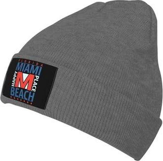 Generic Bonnet Tricoté Timbre Vintage De Miami, Floride Chaud Tricoter Chapeau Extensible Beanie Tricoté pour Adultes Ski Sports