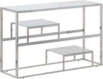 vidaXL Table console argenté acier inoxydable et verre trempé Vidaxl