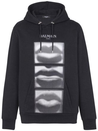 Balmain hoodie à imprimé graphique - Noir