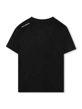Karl Lagerfeld Logo-Embroidered Cotton T-Shirt - Black