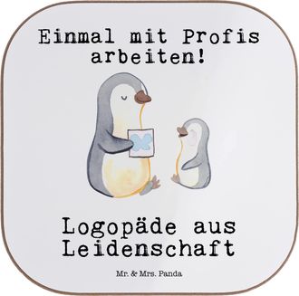 Mr. & Mrs. Panda Glasuntersetzer Logopädin Leidenschaft - Geschenk, Ausbildung, Tassen Untersetzer, Bierdeckel, Beruf, Logopädie, Kollegin, Studium