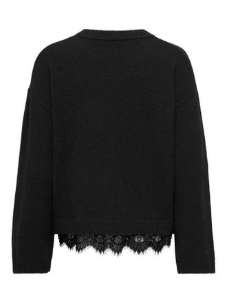 Only Strickpullover ONLALIVIA LS LACE O-NECK CS KNT Materialmix, regular fit
