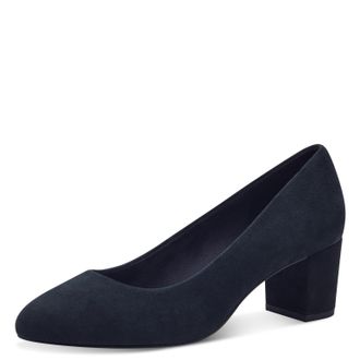 Marco Tozzi Damen Pumps aus Leder mit Blockabsatz, Blau (Navy Suede), 37 EU