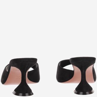 Amina Muaddi Womens Slipper Heels Lupita 70 Black Suede
