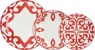 Tognana Agatha, Geschirrset 18 Teile f&uuml;r 6 Personen, Porzellan, Rot